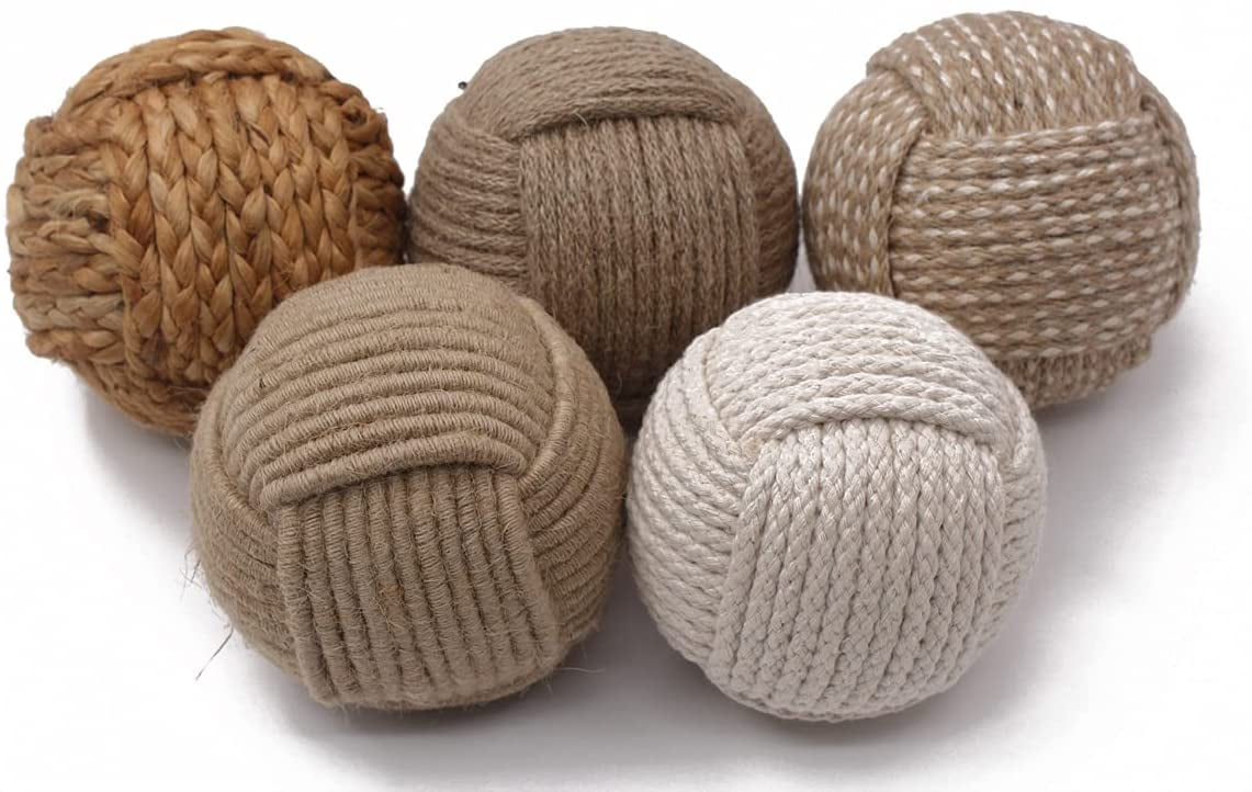 Rii Brand Jute Rope Balls Rustic Spherical Mix Balls Set of 5, 2.5 ...