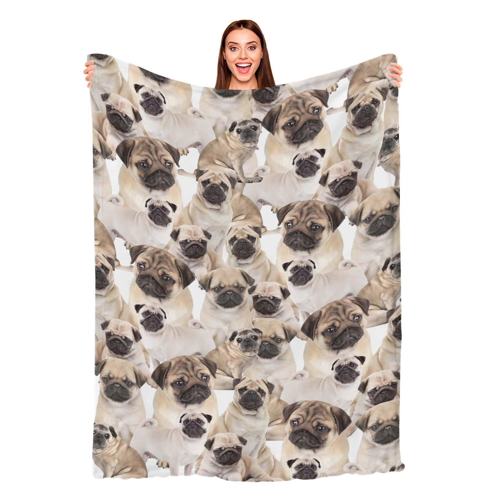 Flannel Pug Blankets For Bed Sofa Travel Camping High Quality Throw ...