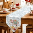Blue Boho Elephant Table Runner Linen Burlap Table Runner 108 Inches ...
