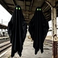 AHGQT Halloween Decorative Glowing Black Ghost Pendant, Spooky Party ...