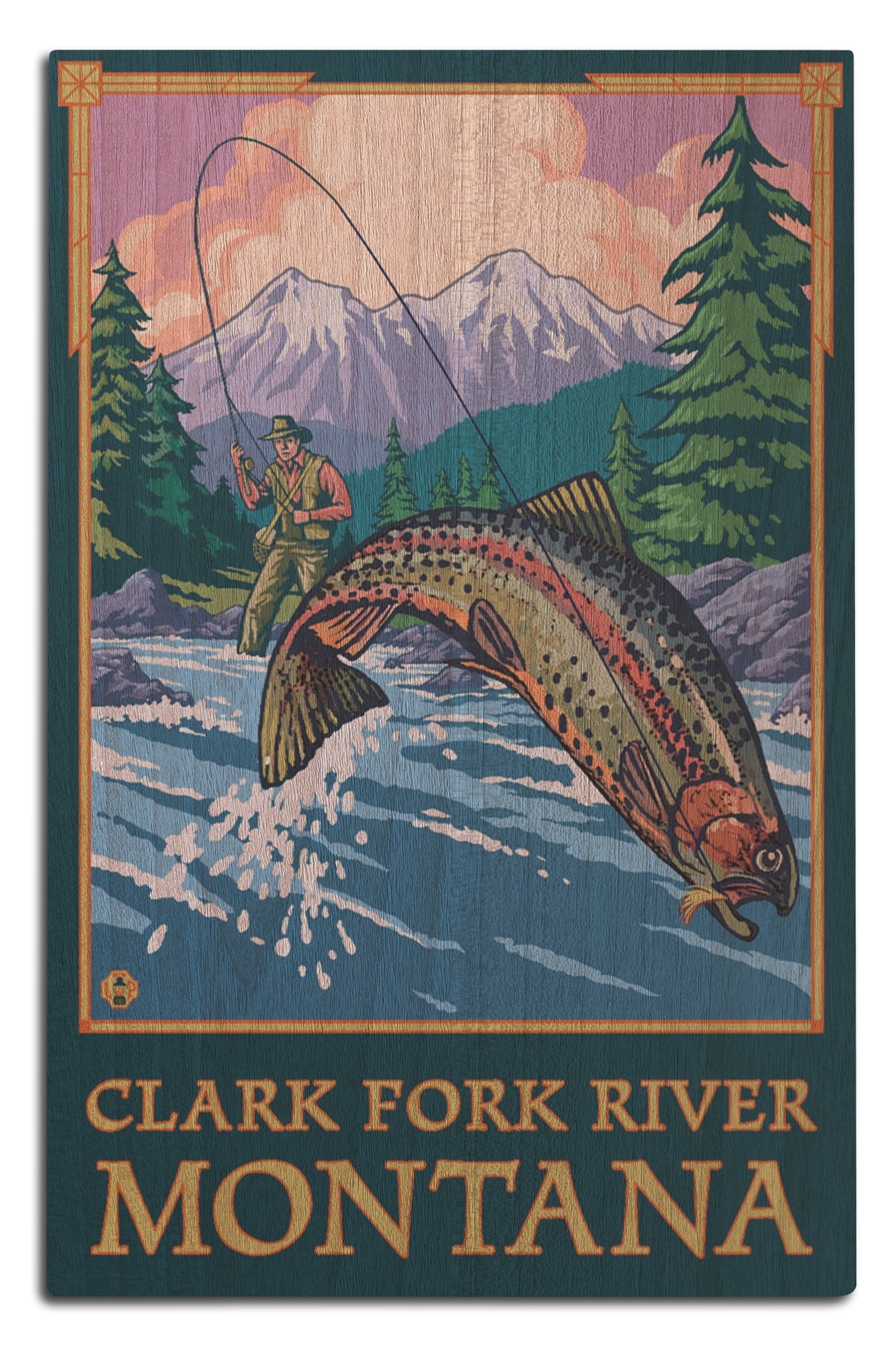 Clark Fork River, Montana, Angler Fly Fishing Scene (Leaping Trout ...
