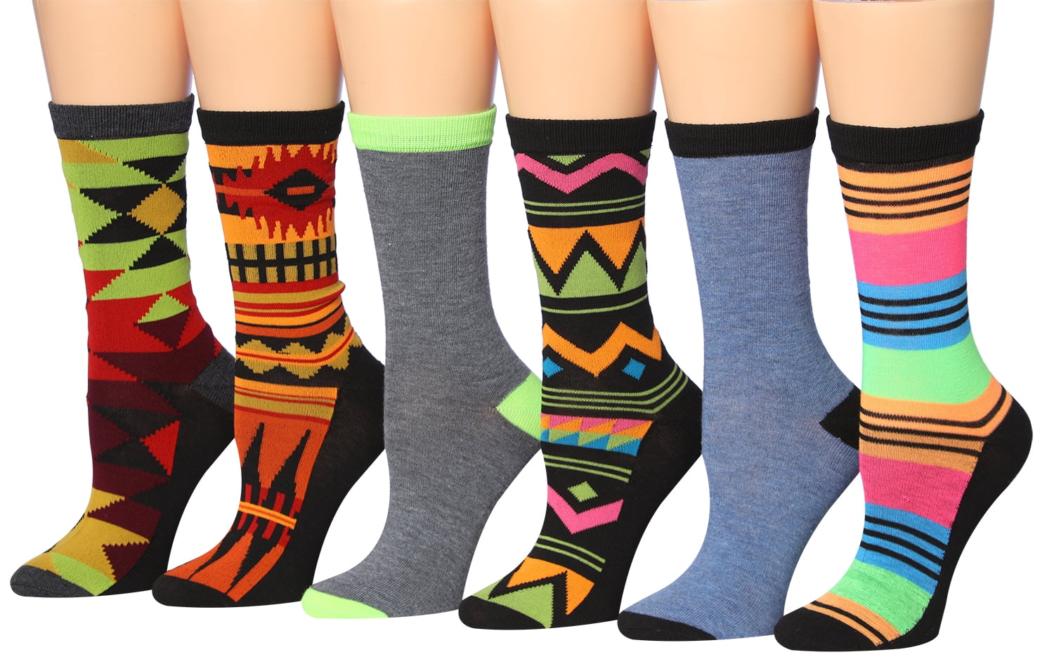 Colorfut Women's 6-Pairs Colorful Funky Patterned Crew Dress Socks WC30 ...