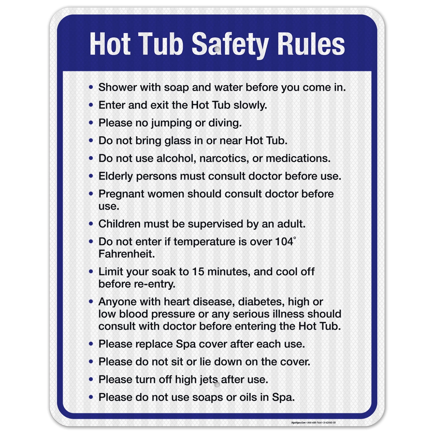 Hot Tub Safety Rules Sign, Pool Sign, - Walmart.com