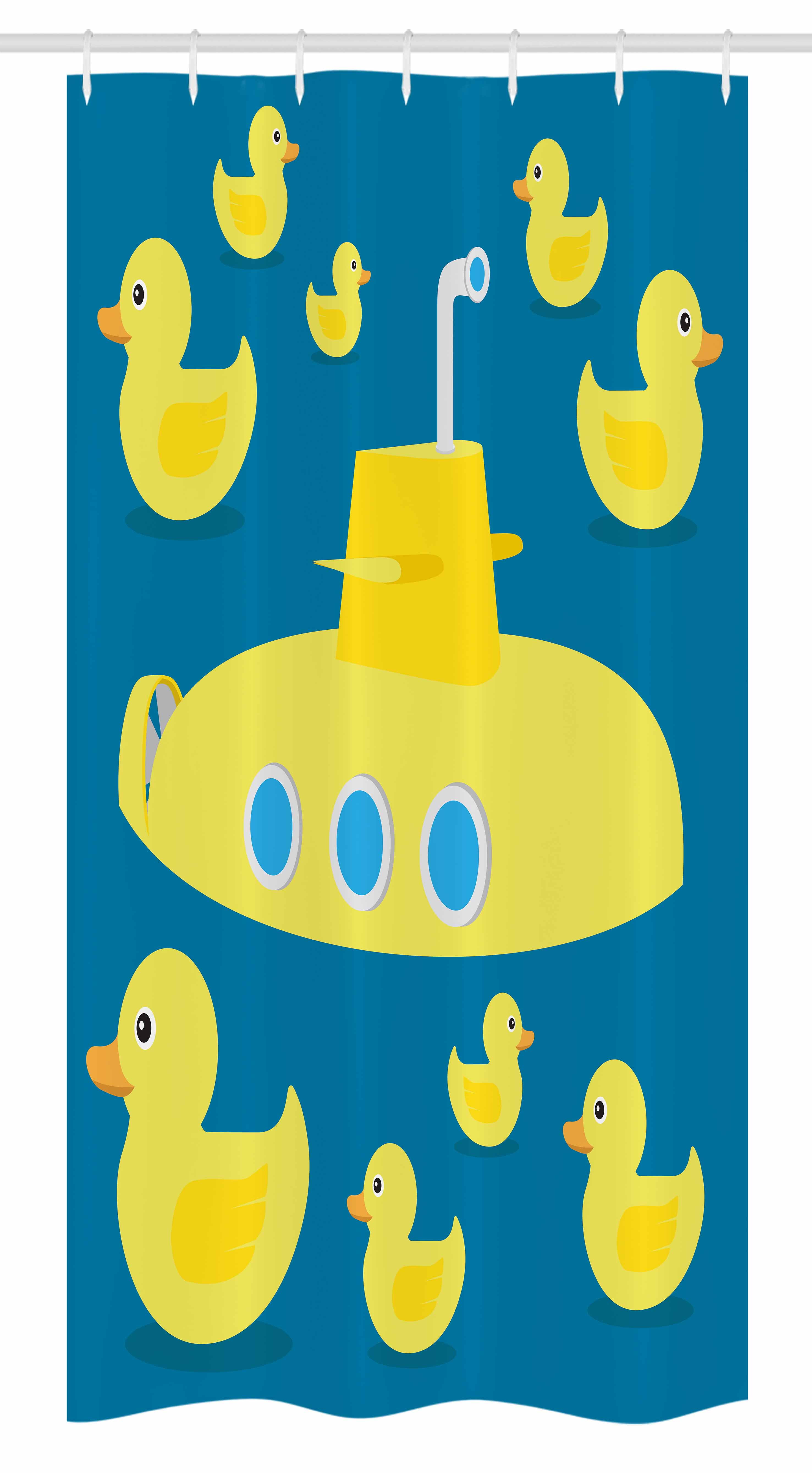 Rubber Duck Stall Shower Curtain Duckies Swimming In The Sea With A