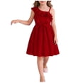 Bxsruta Girls Ruffle Collar Suspender Dress Sleeveless Bow Summer Dress ...