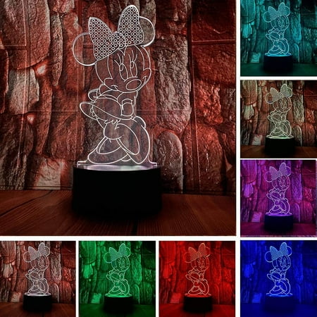 Cartoon Cute Charming Mickey Minnie Mice Mouse Smart 3d Led Optical ...