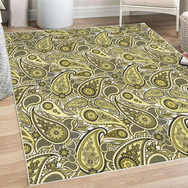 Mandala Decorative Rug, Iranian Pattern Traditional Paisley Design ...