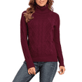 Prettyguide Womens Turtleneck Sweater Long Sleeve Cable Knit Sweater