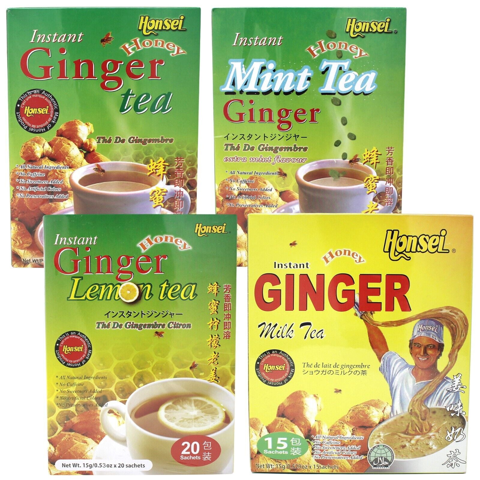 Honsei Instant Ginger Original Honey Mint, Lemon , Milk Tea Flavor ...