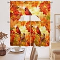 Cardinal Bird Swag Curtains Valance and Tier Set, Fall Red Bird Orange ...