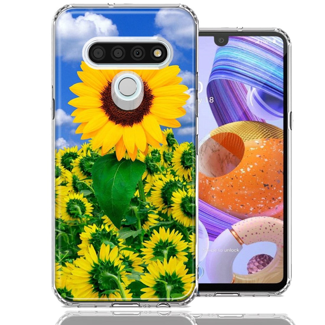 MUNDAZE For LG K51 Sunflowers Design Double Layer Phone Case Cover ...
