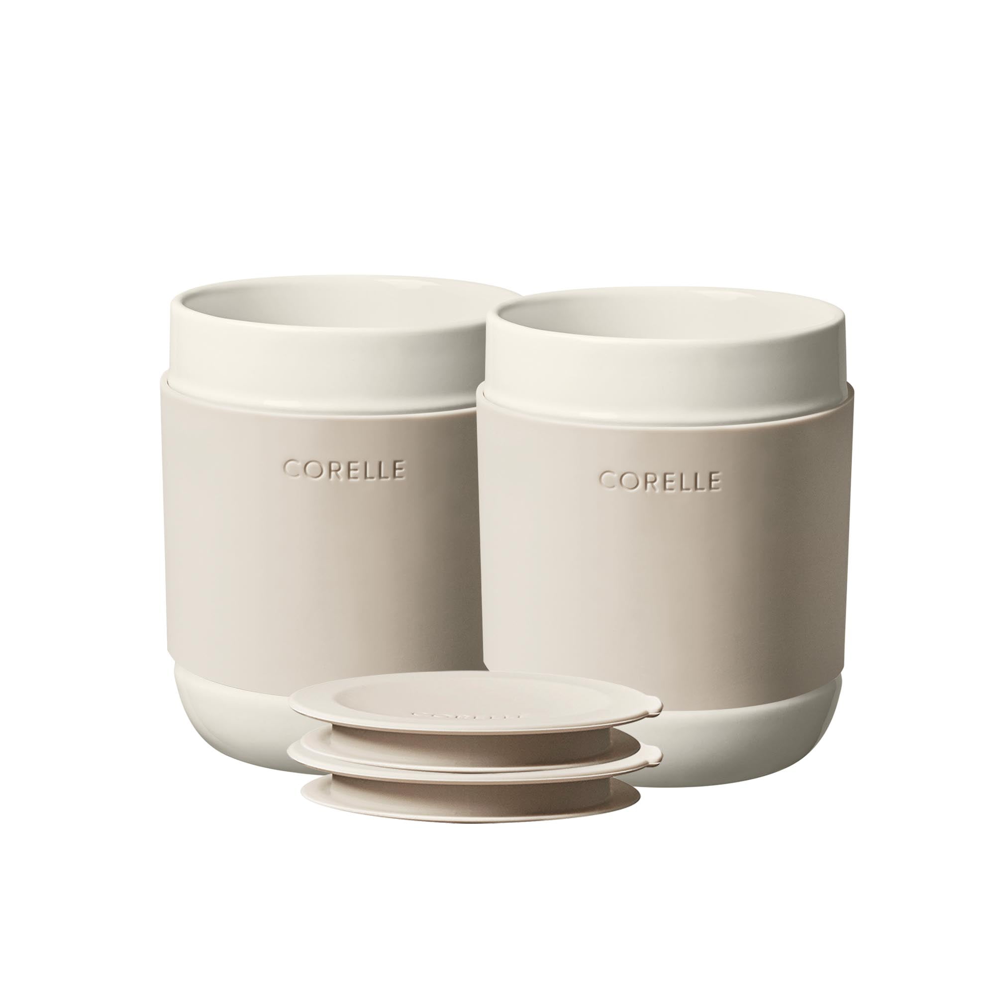 Corelle Stoneware 13.5 oz Travel Tumblers with Lids and Sleeves, Set of ...