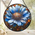 blue daisy flower Suncatcher 8 in Stained Glass Window Hanging Sun ...