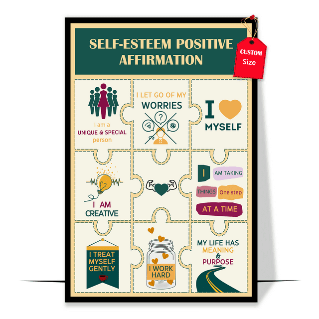 LOLUIS Self-Esteem Positive Affirmations Poster, Mental Health Posters ...