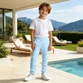Boys Casual Solid Color Trousers Elastic Waist Soft Blend Flat Front ...