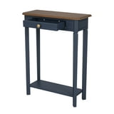 "East at Main Marnie Navy Blue Wood Console Table with Drawer & Shelf ...