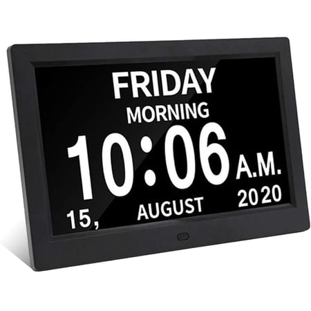 Digital Calendar Day Clock Photo Frame- Auto Dimmable Display 12 Alarm ...