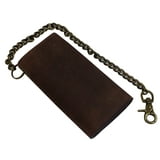 Men's Tri-fold Brown Leather Chain Wallet Motorcycle Rider Trucker ...