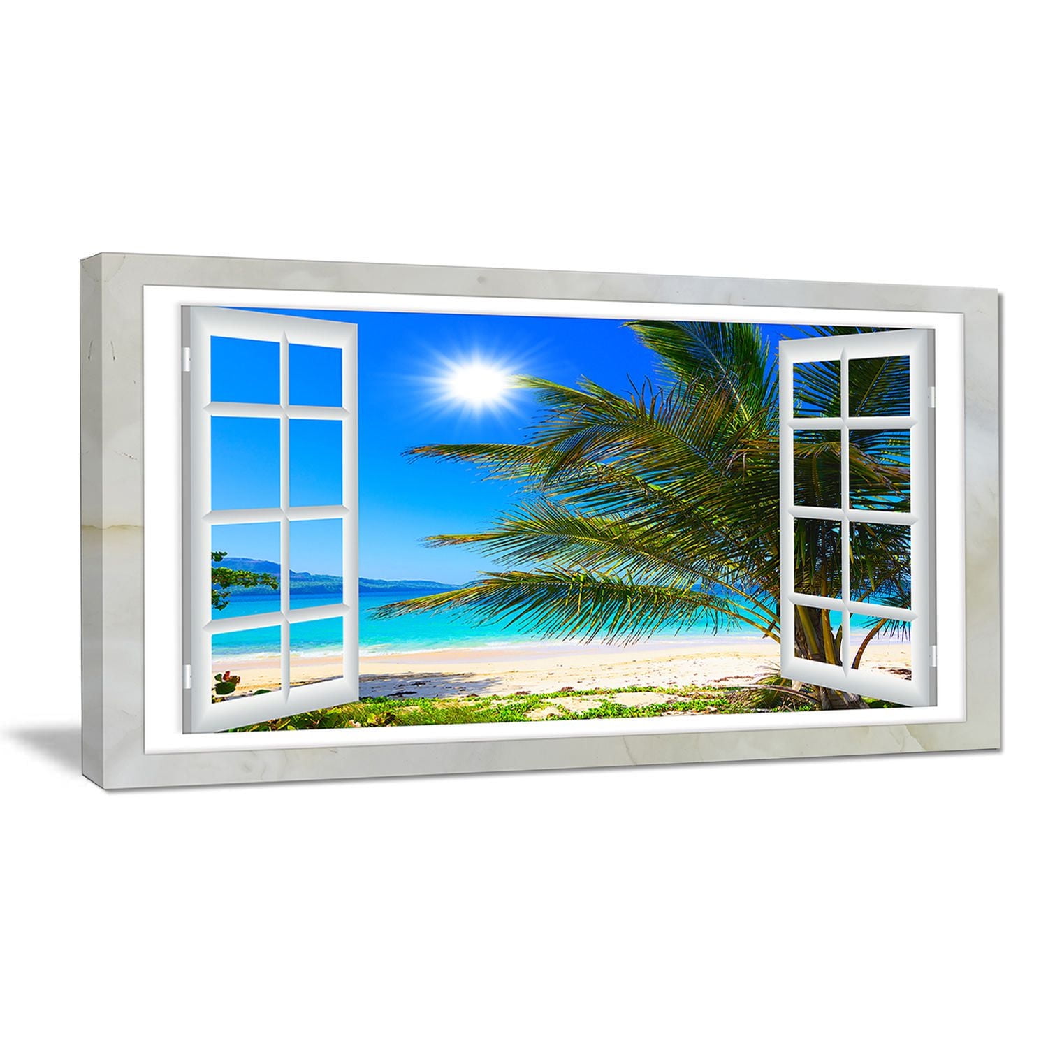 Click here for Designart Design Art Window Open To Beach With Pal... prices