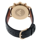 Emporio Armani Men's Chronograph Navy Blue Leather Strap Dress Watch ...