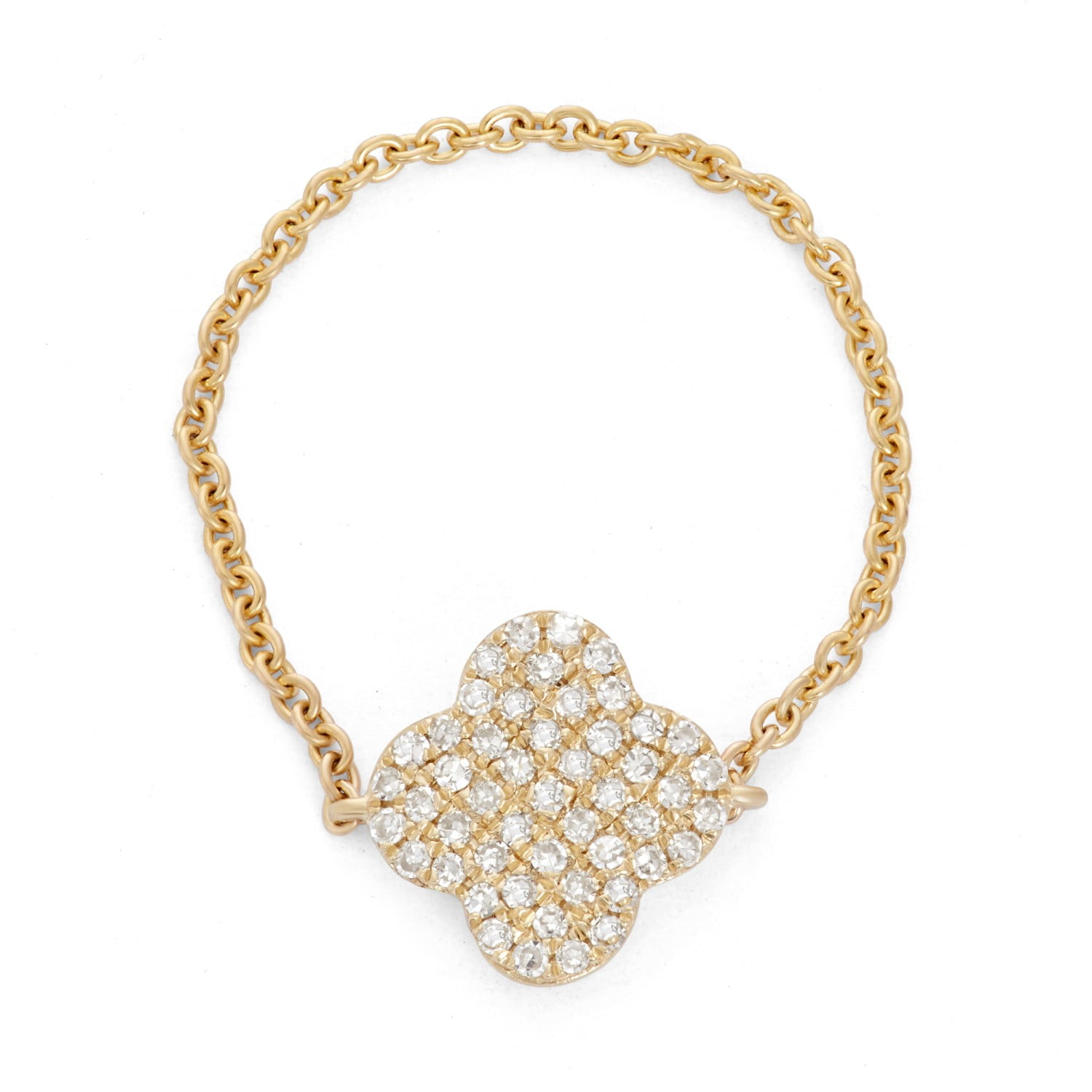 14K Gold Diamonds Pave Clover Chain Ring - Walmart.com