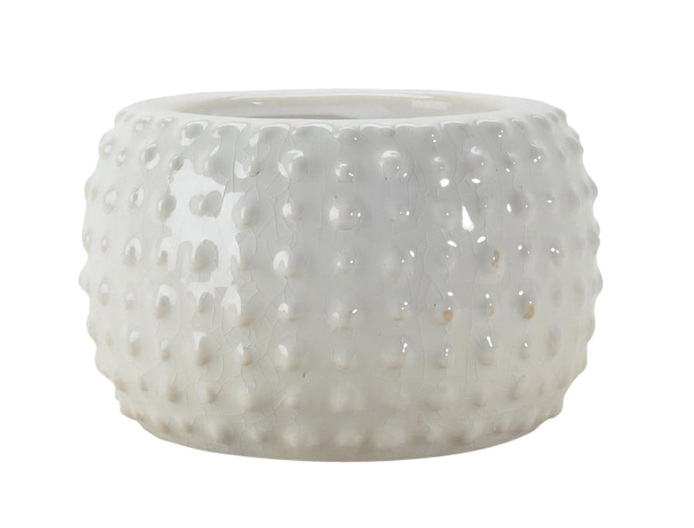 White Ceramic Vintage-Style Hobnail Textured Planter - Walmart.com