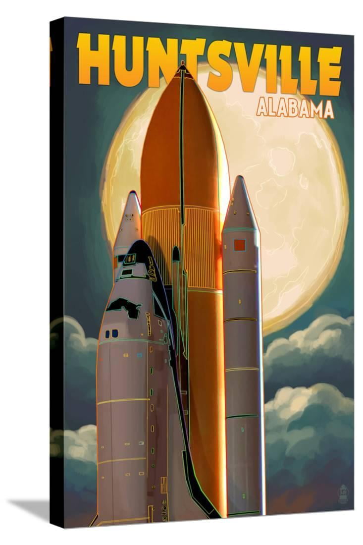 Huntsville, Alabama Space Shuttle and Full Moon, Stretched Canvas Wall Art by Lantern Press Sold ...