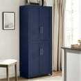 Pemberly Row Traditional Wood Kitchen Storage Pantry in Navy - Walmart.com