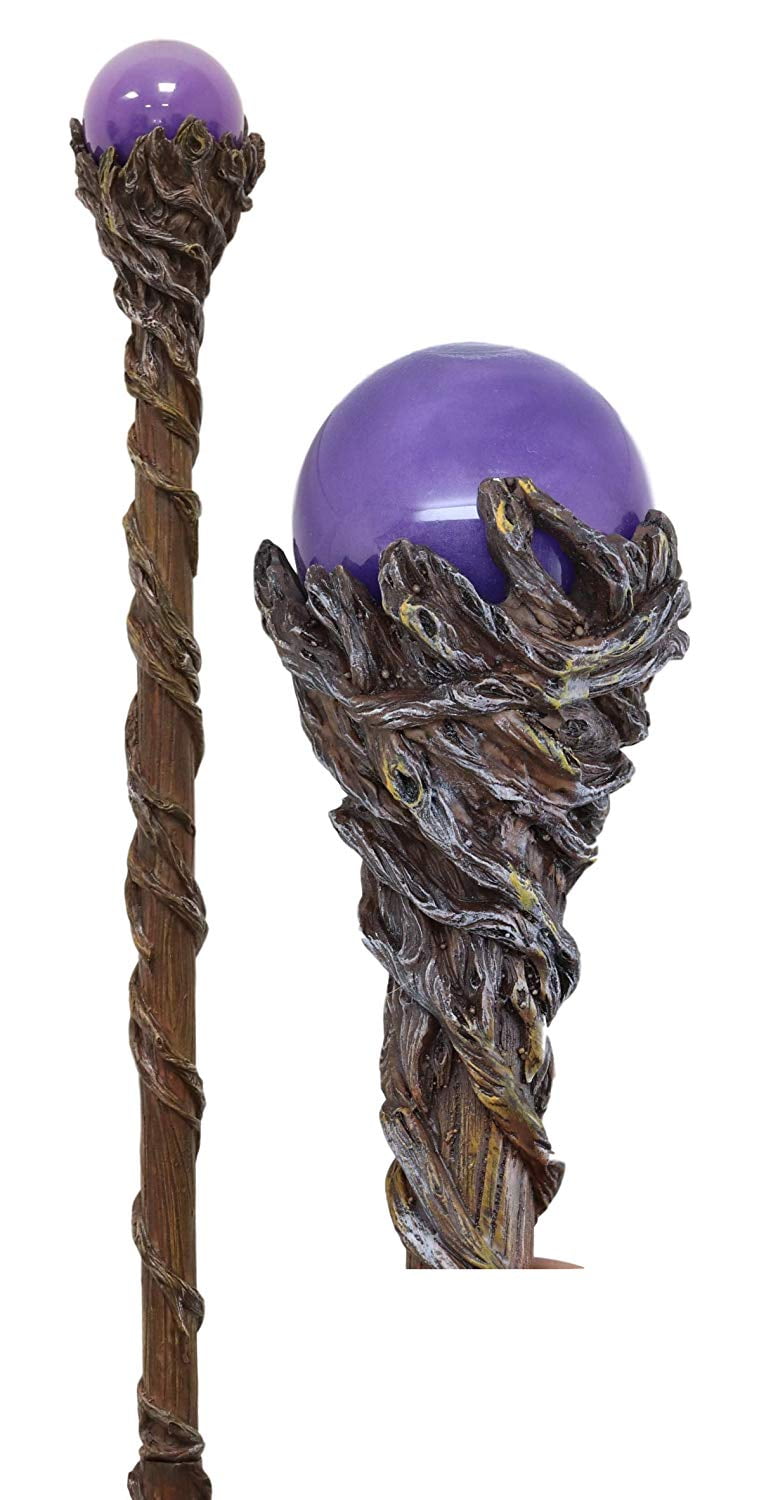 Ebros Merlin The Wizard Sorcerer Twisted Vines Staff with Purple Orb ...