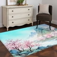 Cherry Blossom Trees Washable Area Rug 2.7x5 Landscape Flowering Trees ...