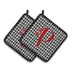 Letter P Initial Monogram - Houndstooth Black Pair of Pot Holders ...
