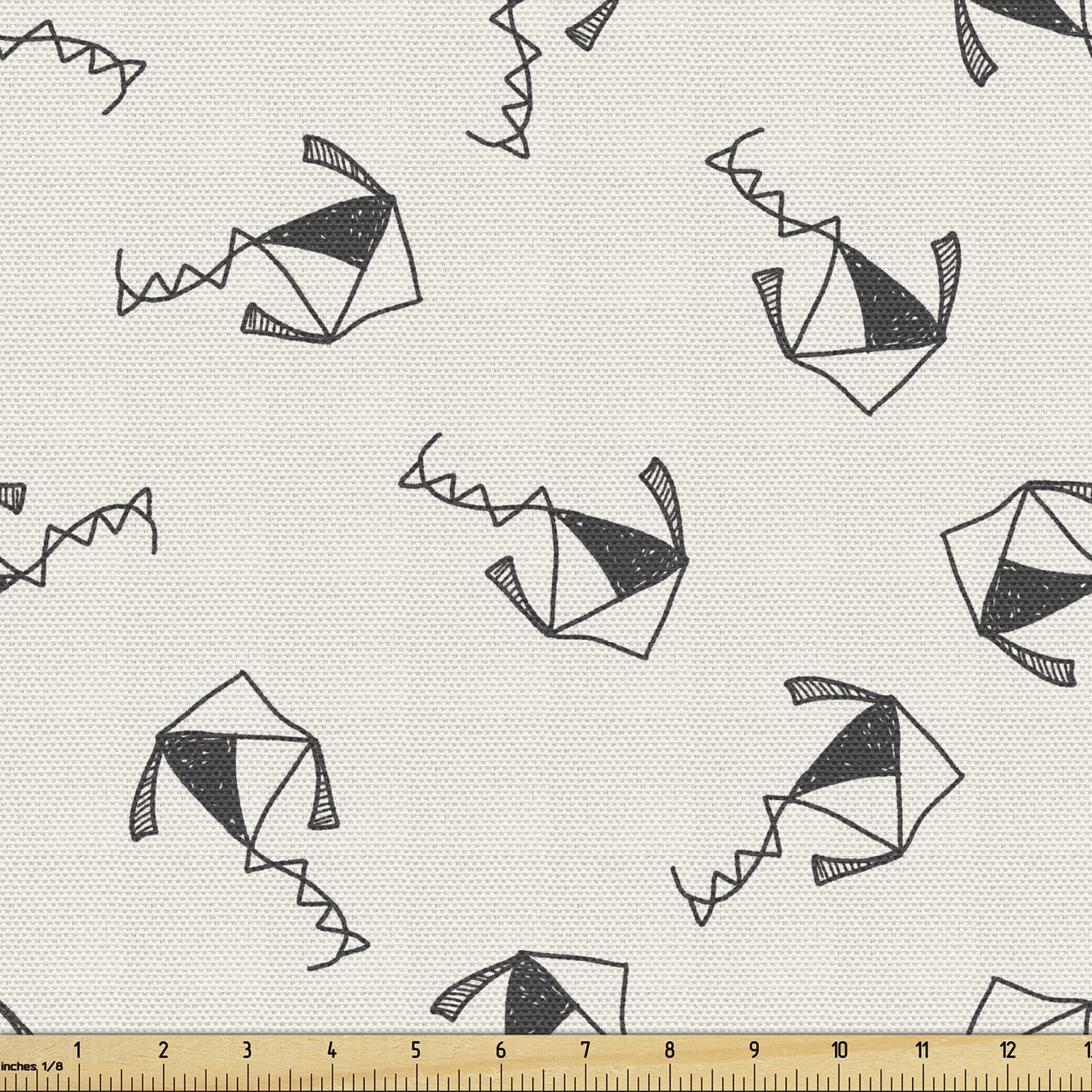Kites Fabric by the Yard Upholstery, Hand Drawn Doodle Style Flying ...