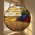 Farm Landscape Barn Stained Glass Window Hanging – Rustic Decor ...