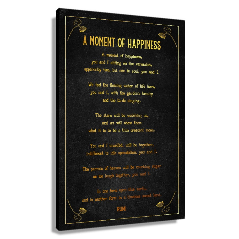Momment of Happiness Poem Wall Decor Rumi Quote Wall Art Poetry Poster ...