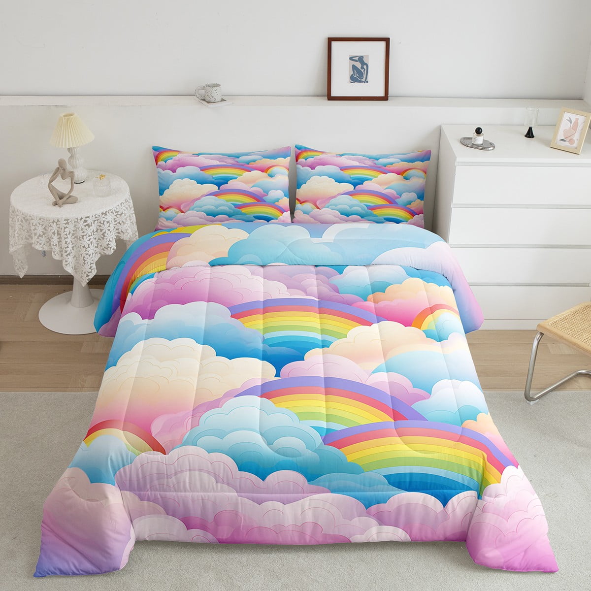 Click here for Yst Rainbow Decor Comforter Set For Girls  Cute Ca... prices