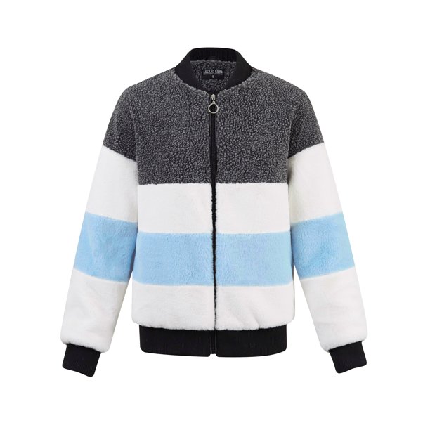 MBJ WJC2154 Women's Long Sleeve Zipper up Parka Sherpa Faux Mink fur ...