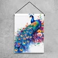Watercolor Peacock with Feathers Flowers Welcome Garden Flags, 12 x 18 ...