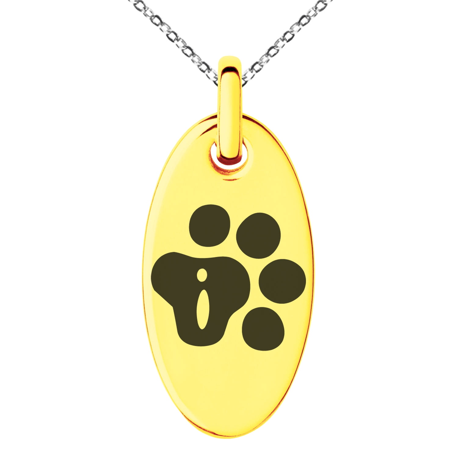 Stainless Steel Letter I Initial Cat Dog Paws Monogram Engraved Small ...