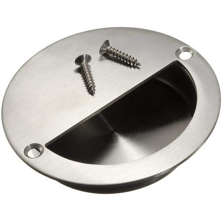 2 PCS Brushed Nickel Flush Recessed Round Pull Ha (90mm), Stainless ...