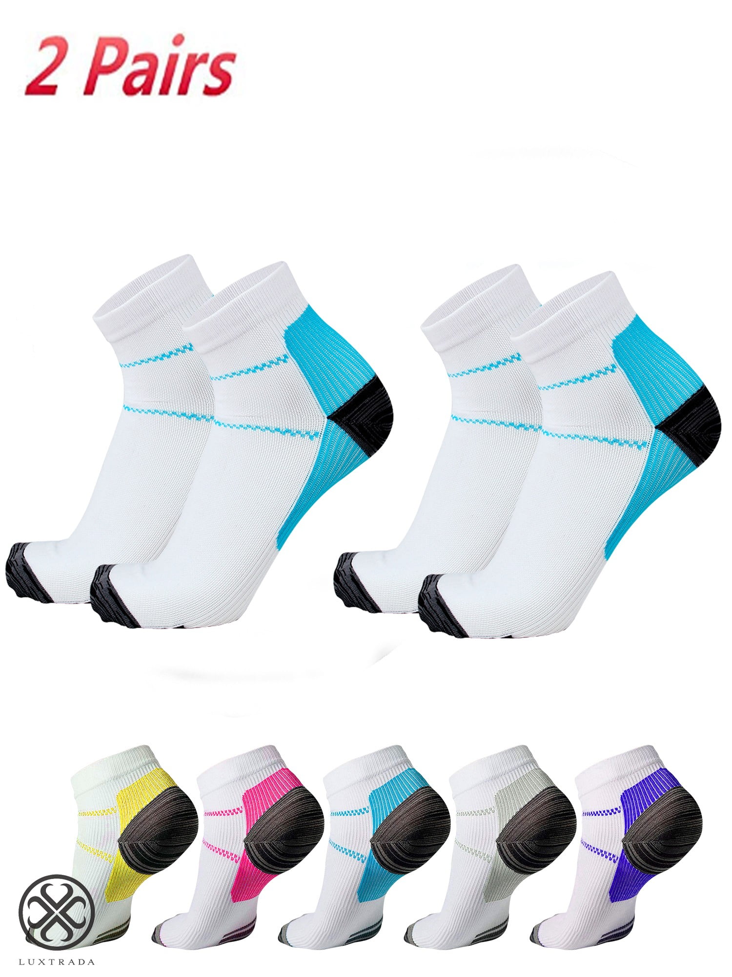 Luxtrada Plantar Fasciitis Socks 2 Pair Heel Arch Support Socks for Men ...