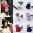 Spencer Kids Bady Braided Pom Pom Knit Beanie Hat Knit Ski Ball Cap ...