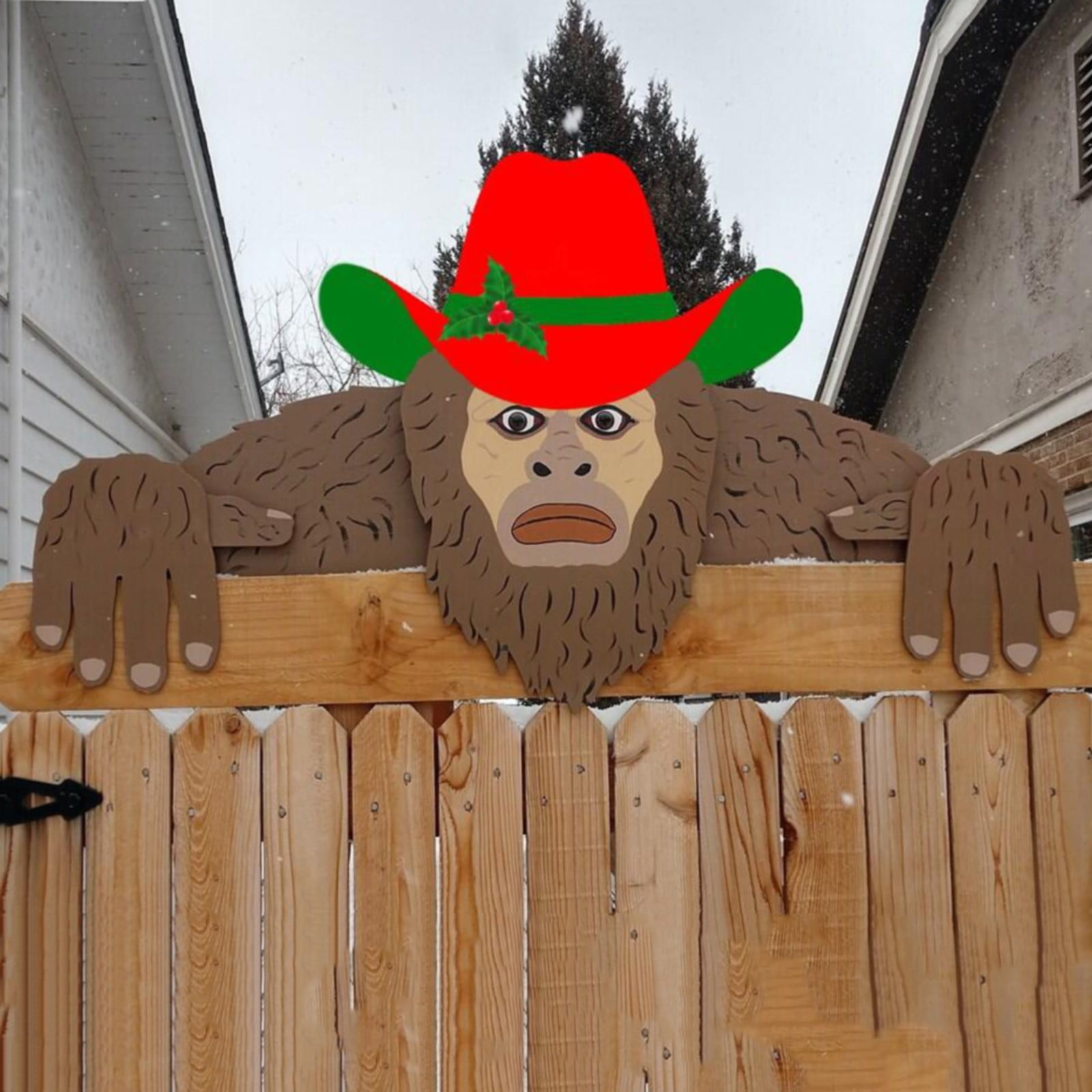 Christmas Outdoor Decorations Outdoor Yard Art Peeping Over Fence ...