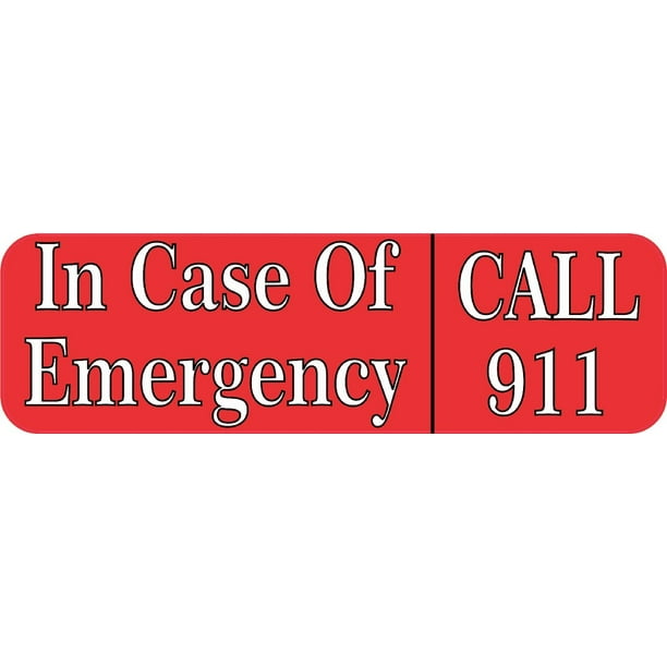 10in x 3in In Case Of Emergency Call 911 Sticker - Walmart.com ...