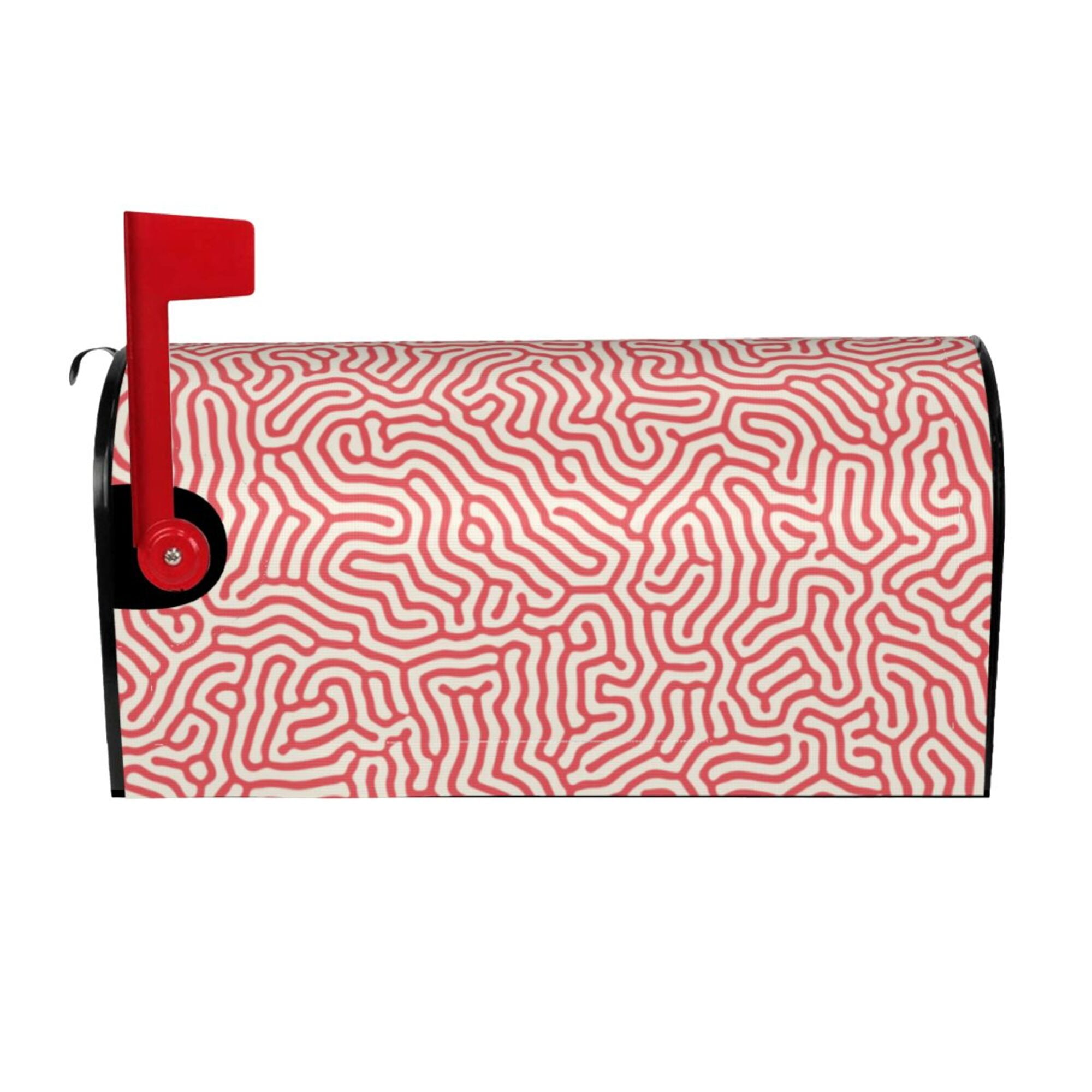 TEQUAN Red Turing Maze Lines Magnetic Mailbox Cover, Mailbox Wraps ...
