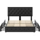 Homfa Faux Leather Storage Platform Bed Frame, Queen Black Bed Frame ...