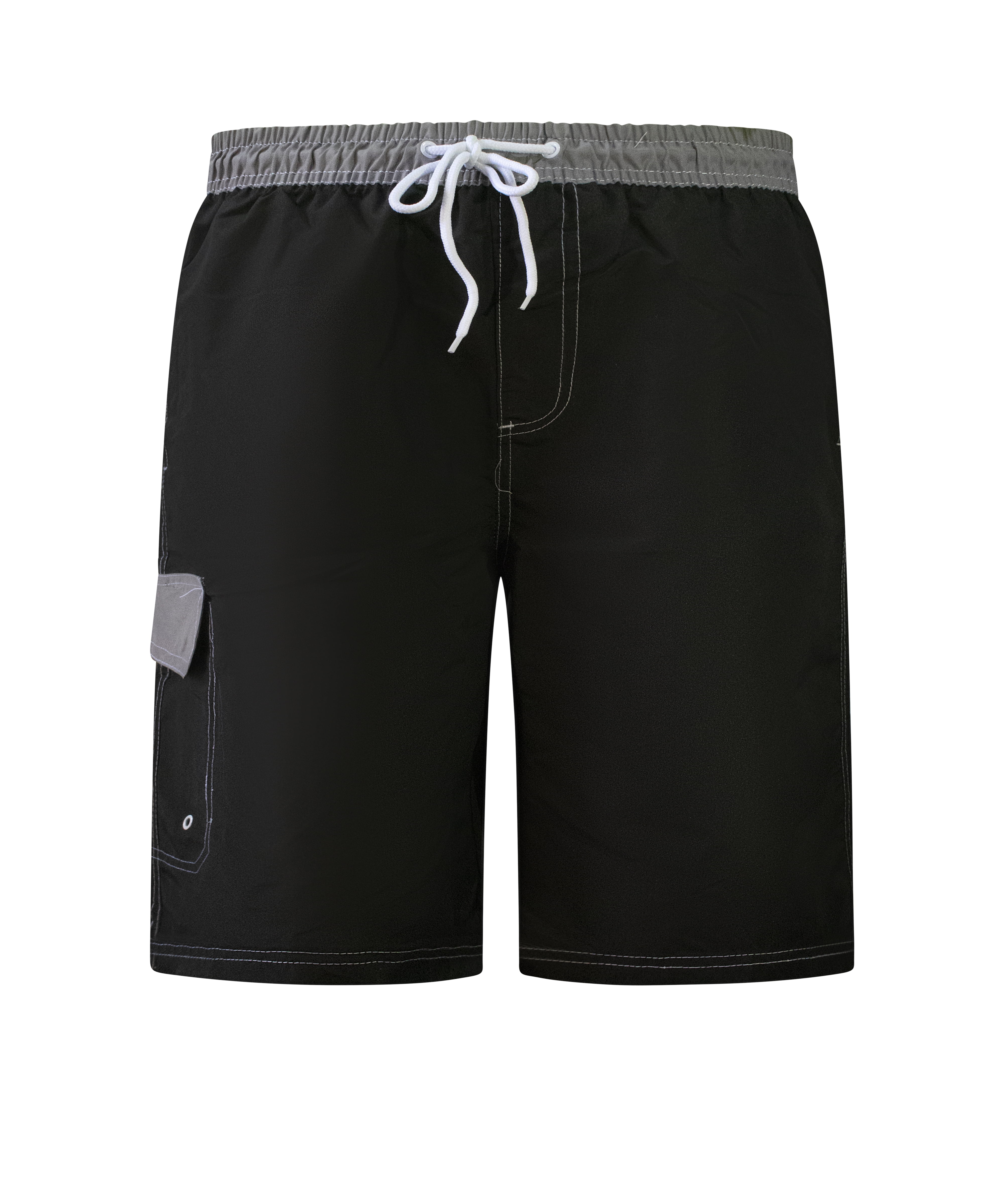 North 15 Men's Microfiber Swim Trunks with Cargo Pocket-6110-Blk-Gry ...