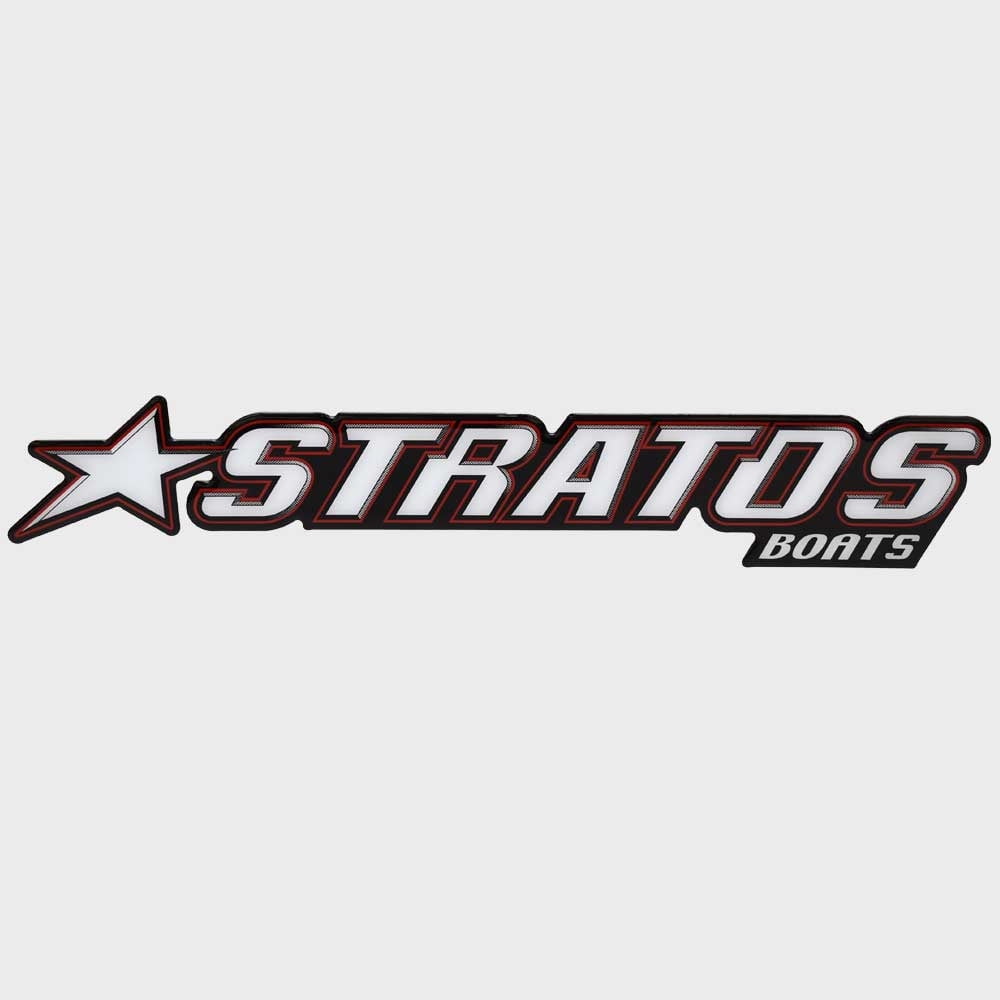 Stratos Boat Raised Emblem Decal 203902 | Black White Red Trailer ...