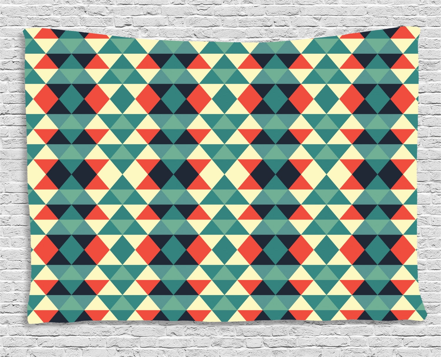 Geometric Tapestry, Vintage Rhombus Pattern with Small Triangles in ...