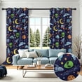 Alien Rocket Deep Blue Pattern Blackout Curtains,Triple Weaved Fabric ...