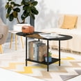 Small Oval Coffee Table Black Farmhouse Center Table with Storage ...